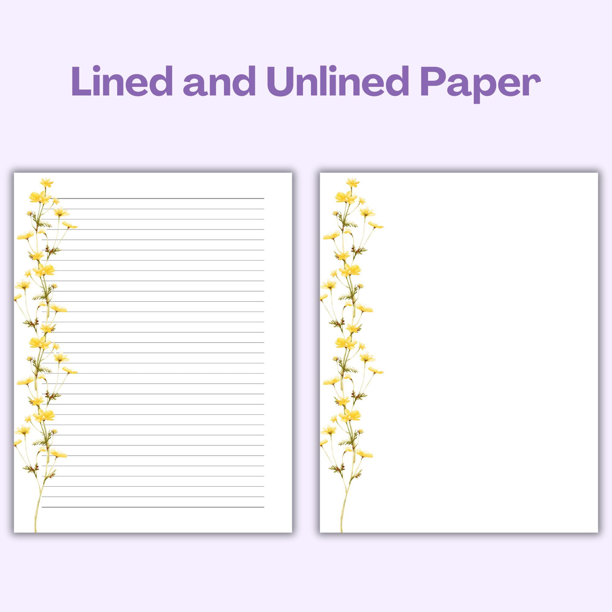 Printable Letter Paper Printable Writing Paper Floral Paper Note Paper ...