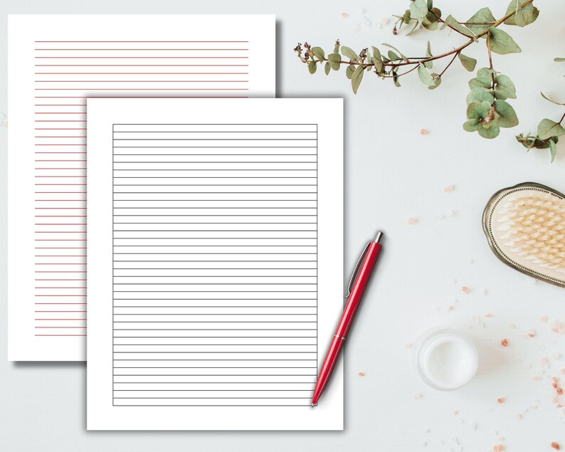 Printable Lined Paper 6.4mm | Narrow Ruled | Black, Grey, Brown, Red ...