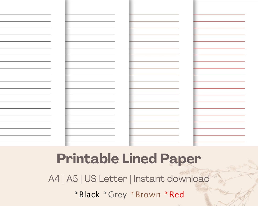 Printable Lined Paper: 10mm Spacing, Black, Grey, Brown, Red Lines ...