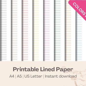 Printable Lined Paper Bundle - 6mm Spacing | 10 Line Colors | A4, A5 ...