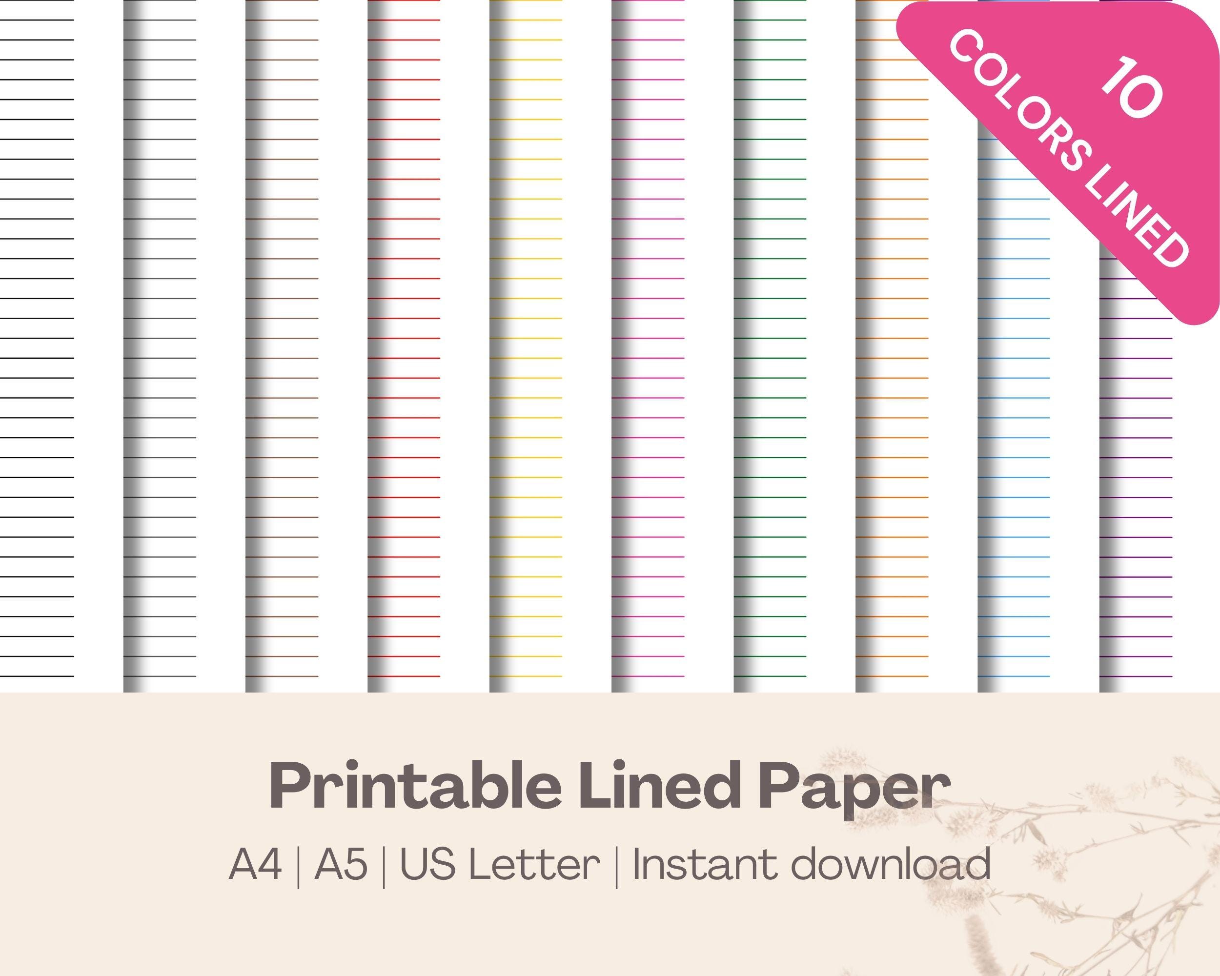 Printable Lined Paper Bundle - 6mm Spacing | 10 Line Colors | A4, A5 ...