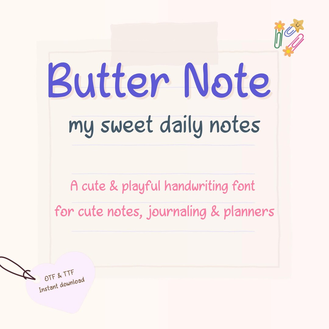 Cute Handwritten Font for Digital Notes, Journaling & Planners | Butter ...