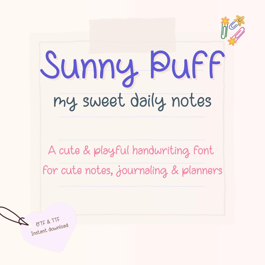 Cute Handwritten Font for Digital Notes, Journaling & Planners | Sunny ...
