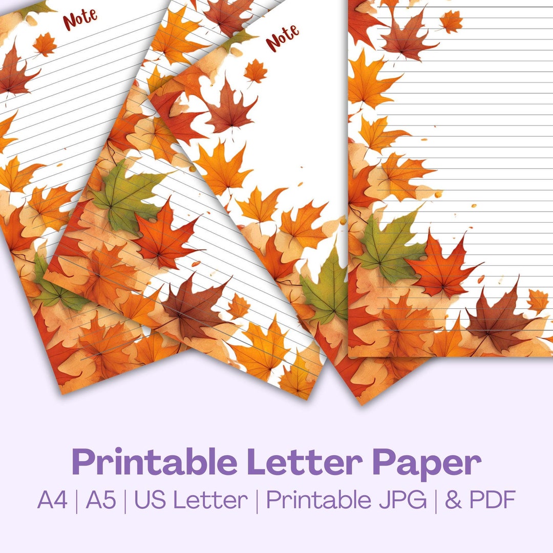 Printable Autumn Letter Paper, Autumn Writing Paper, Printable ...