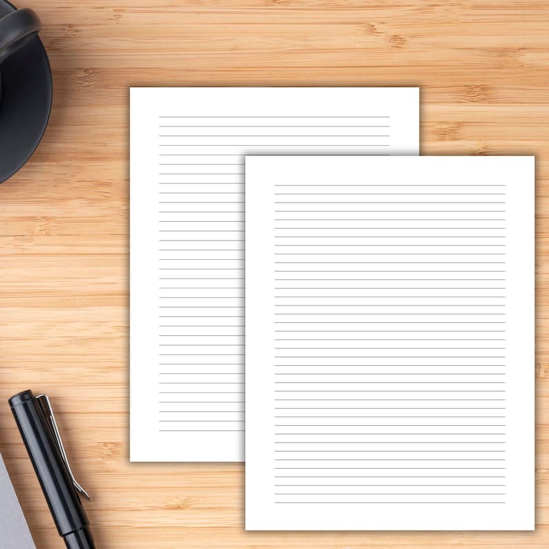 Printable Lined Paper: Narrow, Wide, College Ruled (digital Download ...