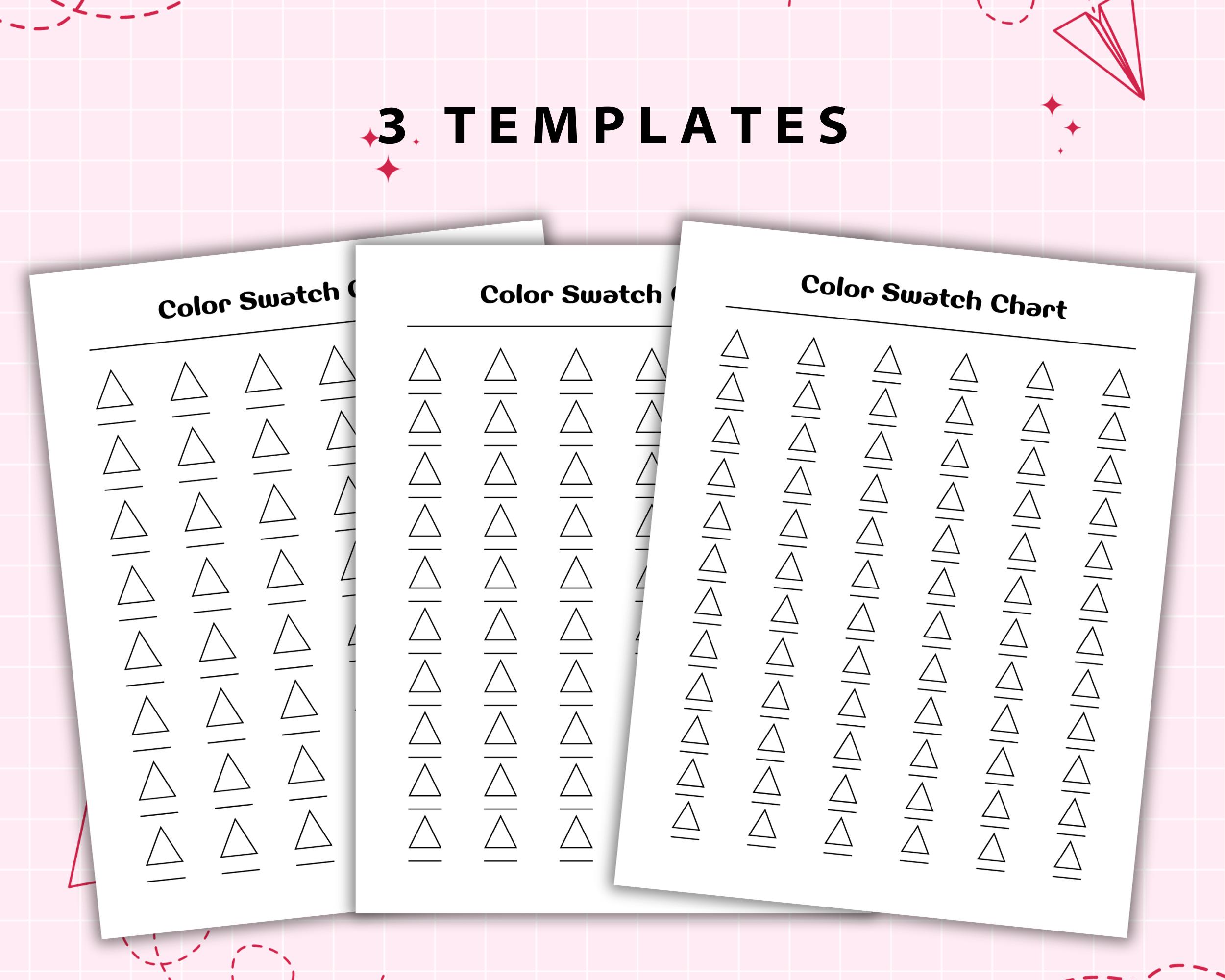 Color Swatch Chart Printable, Blank Color Swatches Sheets PDF, Alcohol ...