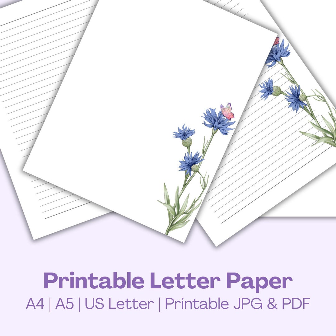 Printable Letter Paper, Printable Writing Paper, Floral Paper, Note ...
