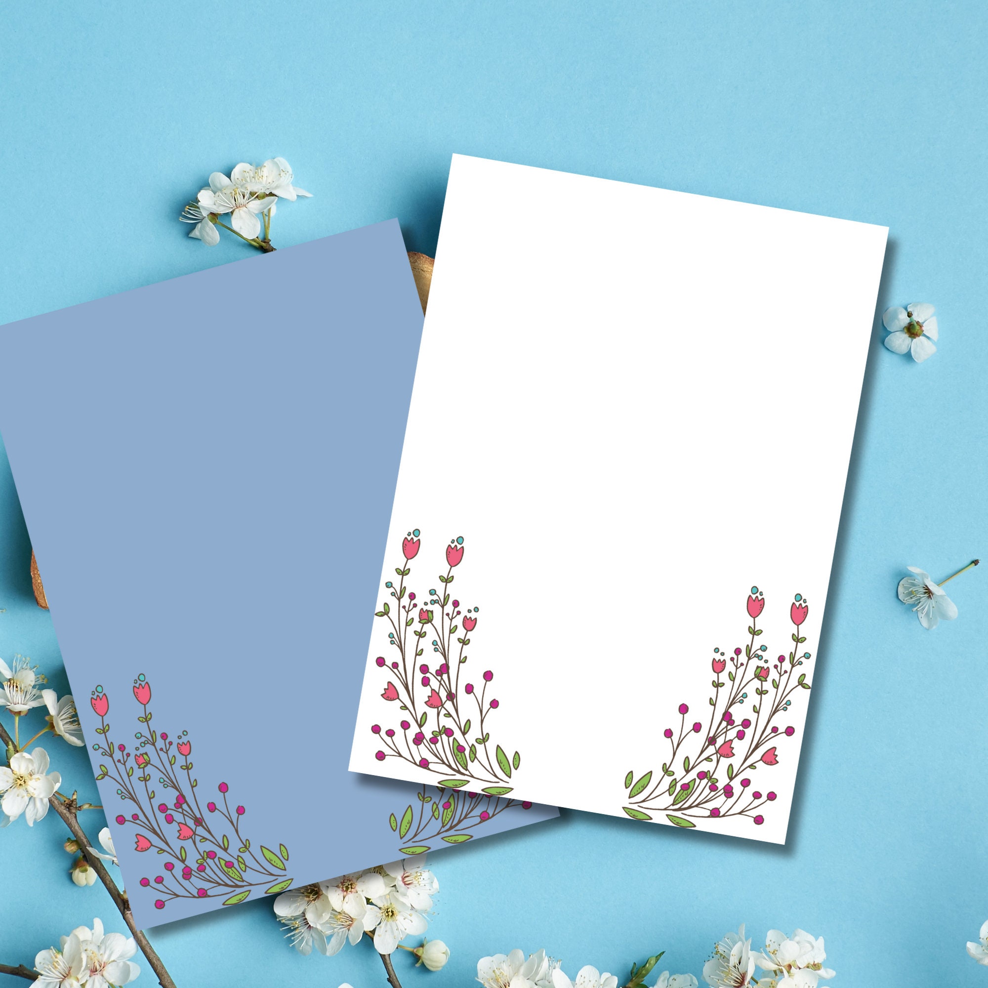 Floral Pastel Note Paper: Printable Stationery Set (PDF & PNG) - Etsy