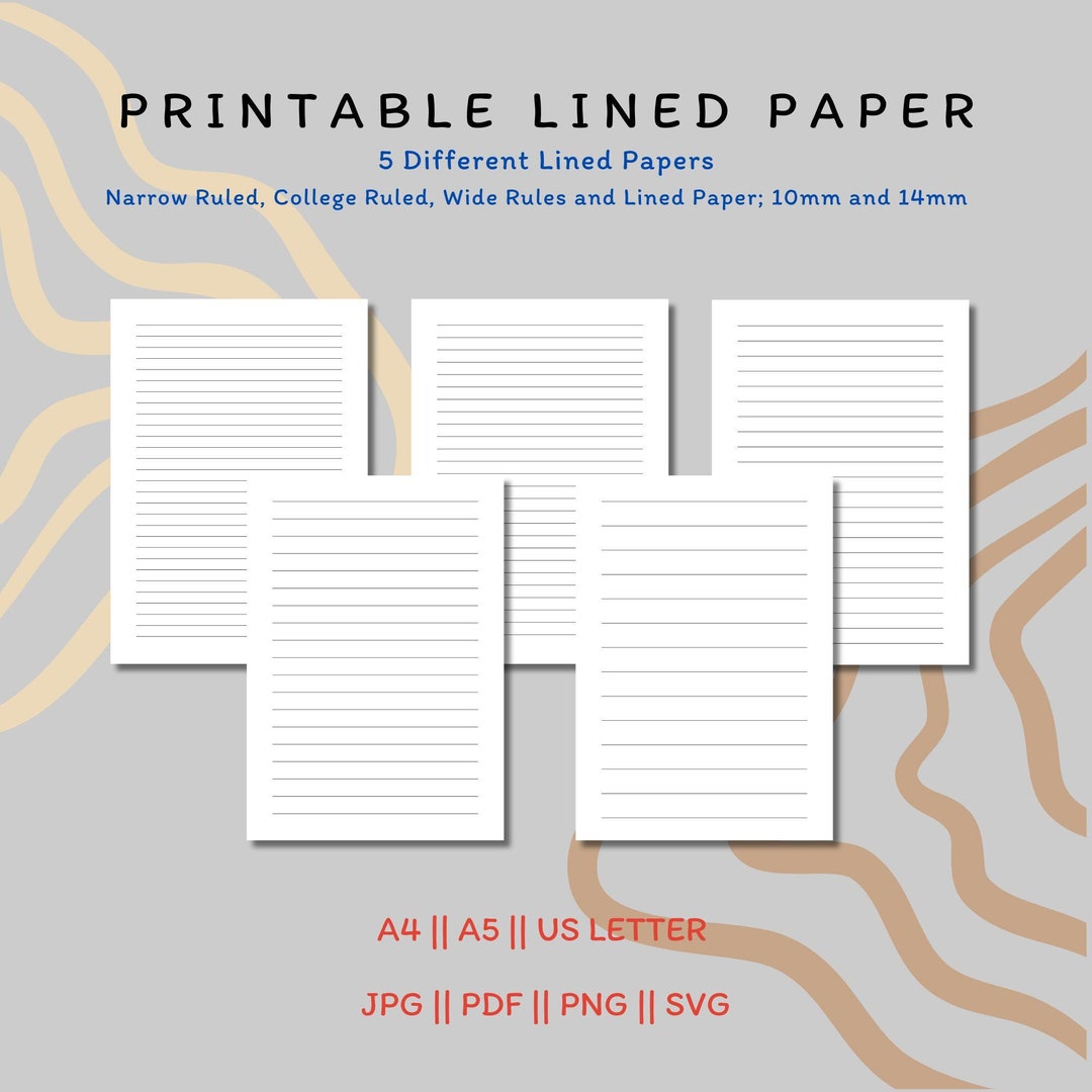 Printable Lined Paper Narrow Ruled, Wide Ruled, College Ruled, 10mm ...