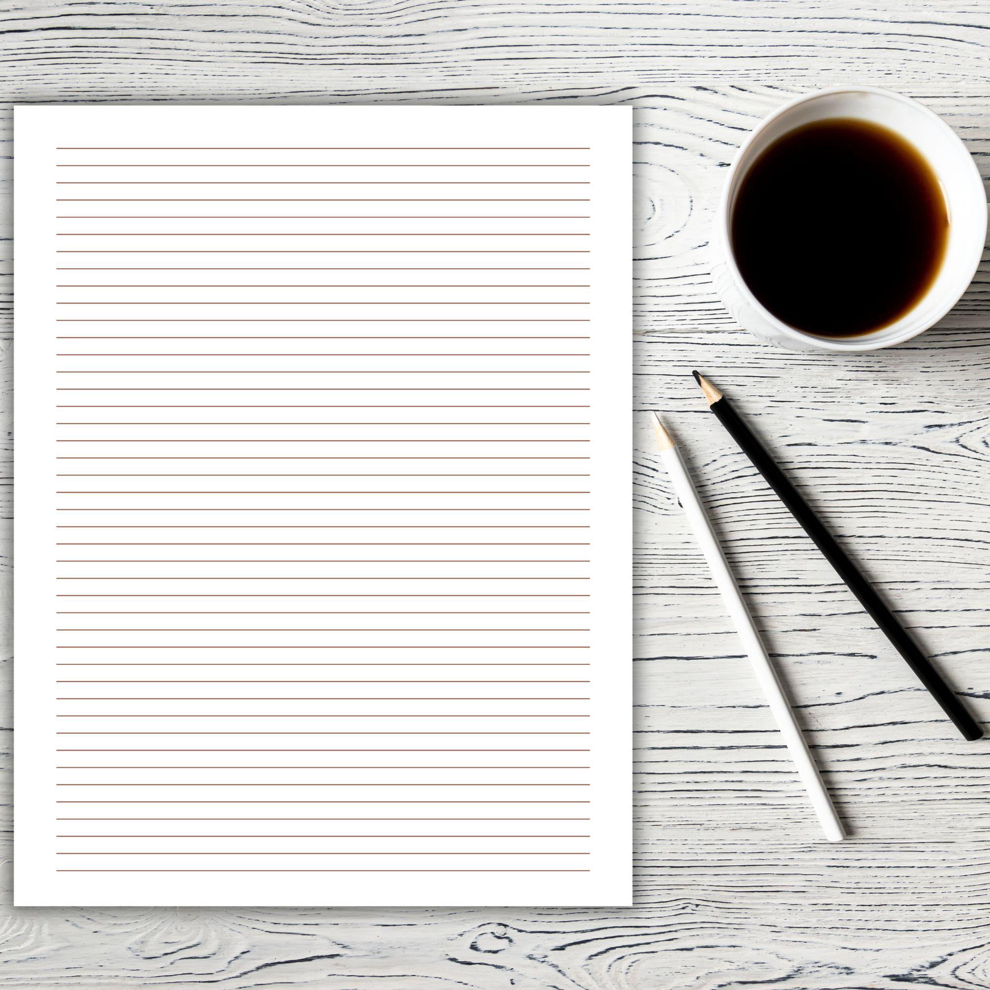 Printables Lined Paper, Writing Note Paper | Brown, Red, Yellow, Pink ...