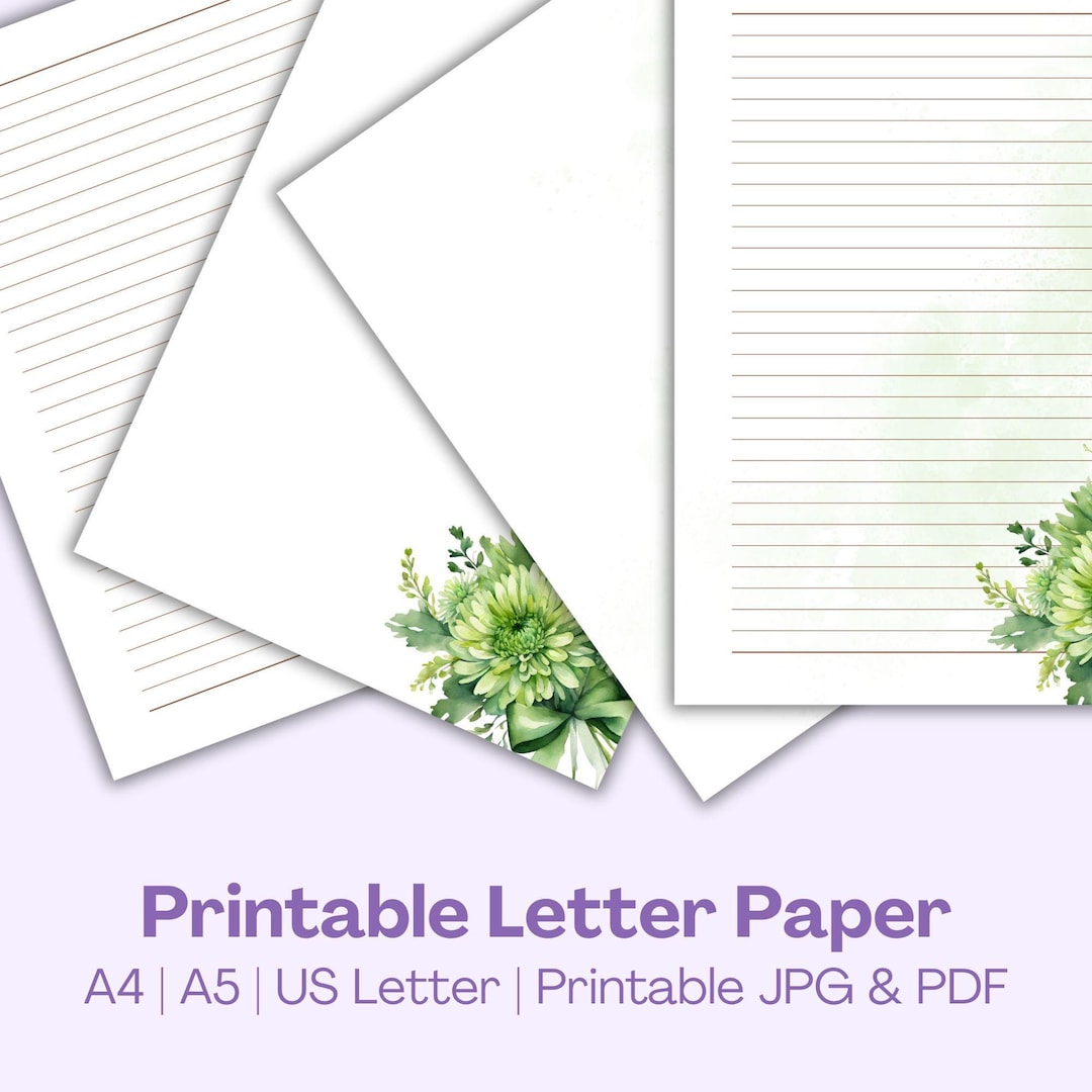 Printable Letter Paper Printable Writing Paper Floral Paper Note Paper ...