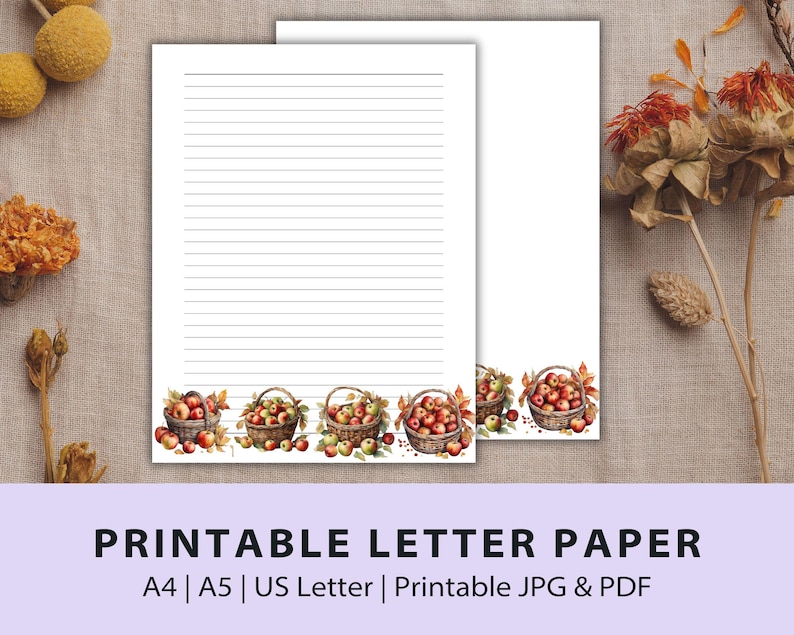 Printable Autumn Letter Paper, Autumn Writing Paper, Printable ...
