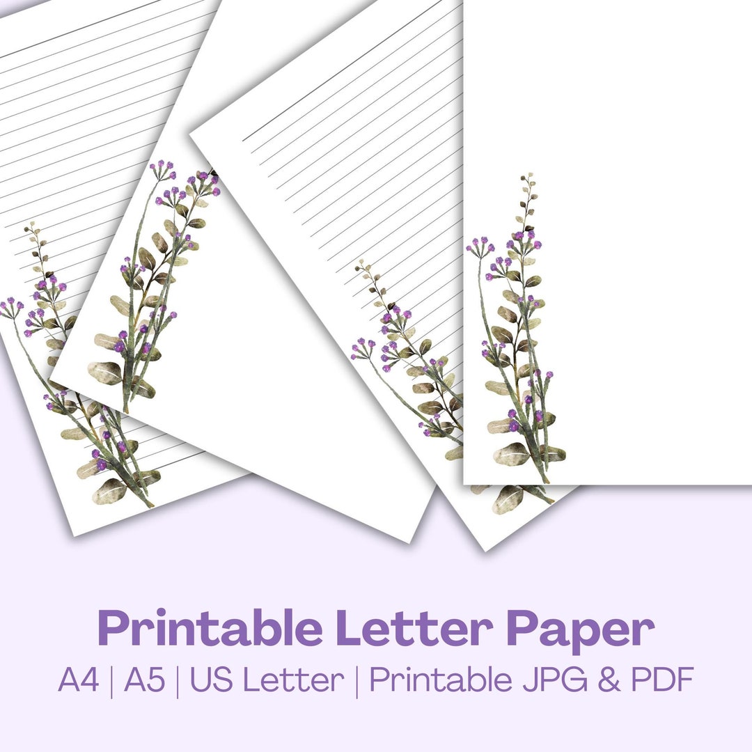 Printable Letter Paper | Printable Writing Paper | Floral Paper | Note ...