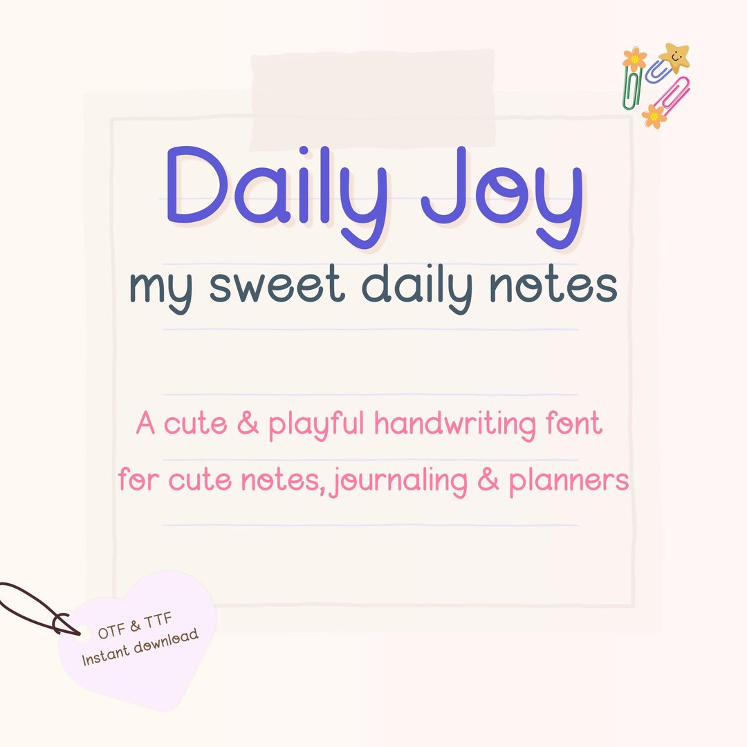 Cute Handwritten Font for Digital Notes, Journaling & Planners | Daily ...