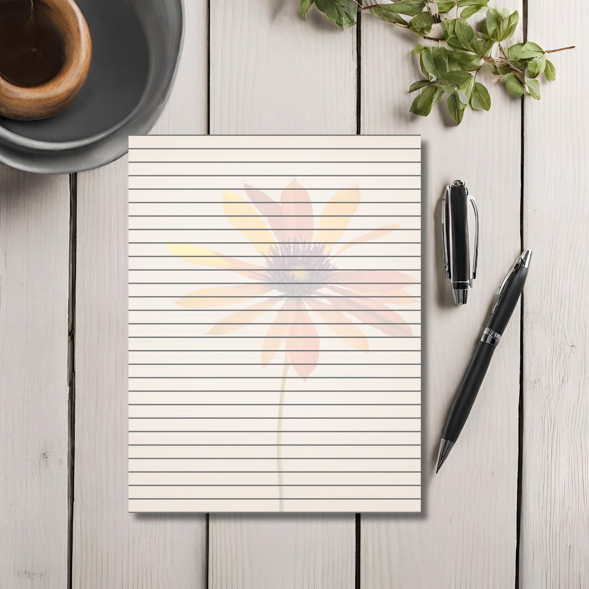 Floral Notes Page, Paper Notes, Blank Notes, Blank Paper, Writing Paper ...