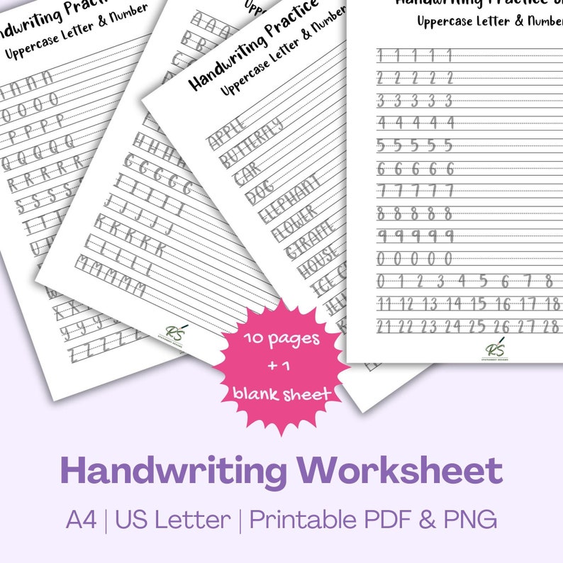 Handwriting Practice Sheets, Printable Handwriting Worksheets, Alphabet ...
