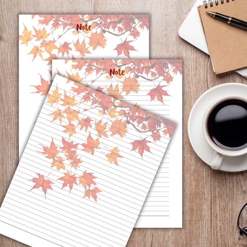 Printable Autumn Letter Paper Bundle, Autumn Writing Paper, Printable ...