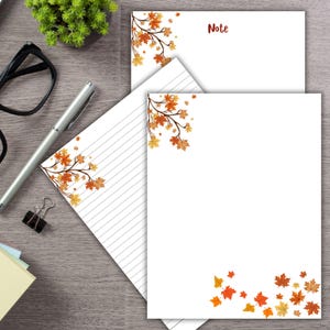 Printable Autumn Letter Paper Bundle, Autumn Writing Paper, Printable ...