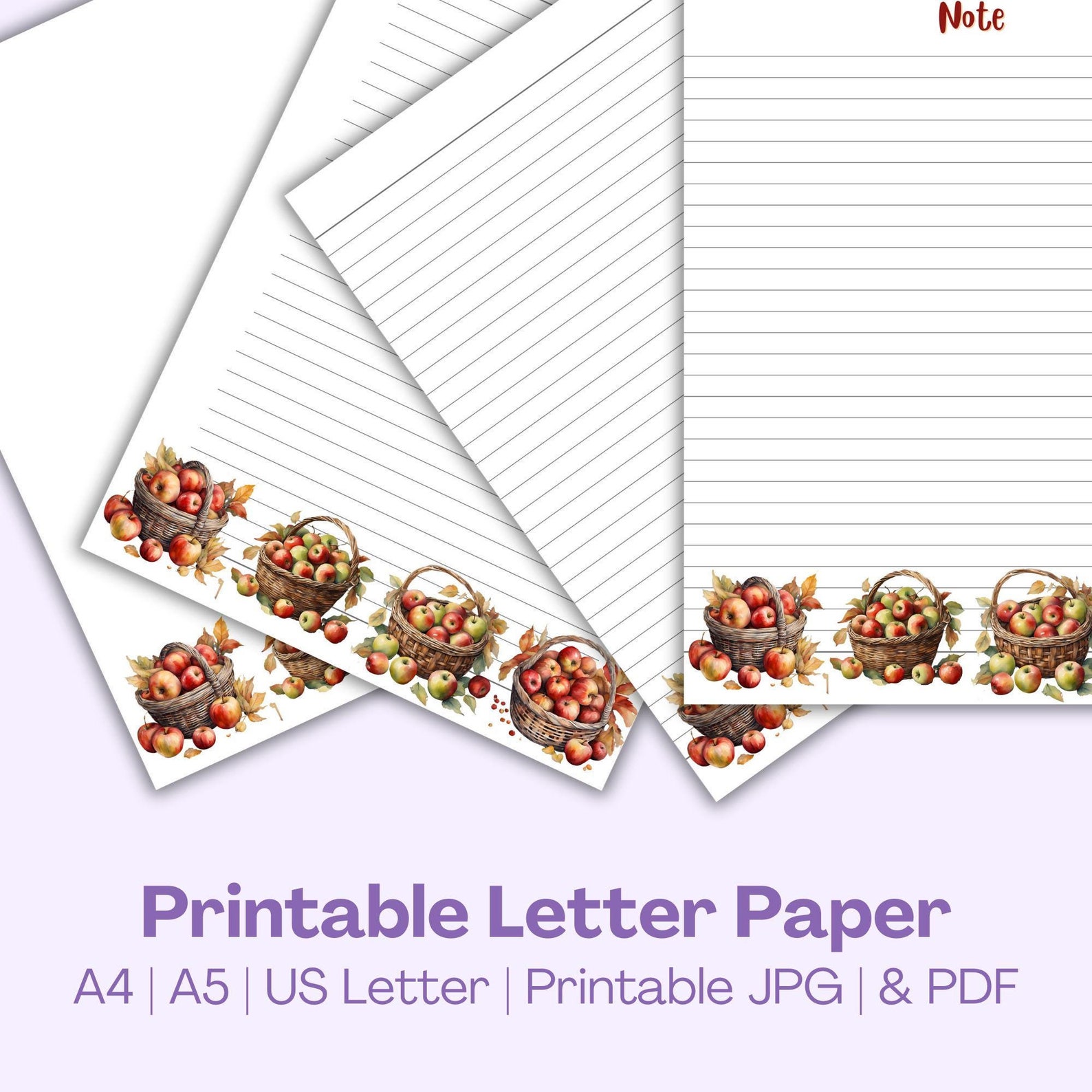 Printable Autumn Letter Paper, Autumn Writing Paper, Printable ...