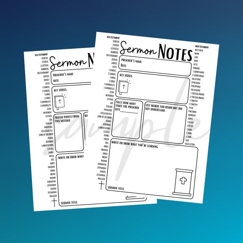 Sermon Notes Printable for Kids - Etsy