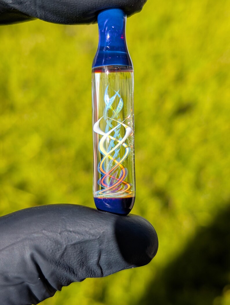 Ice Devil Pendant With Hazy Blue and Amber Effects. Comes With Necklace ...