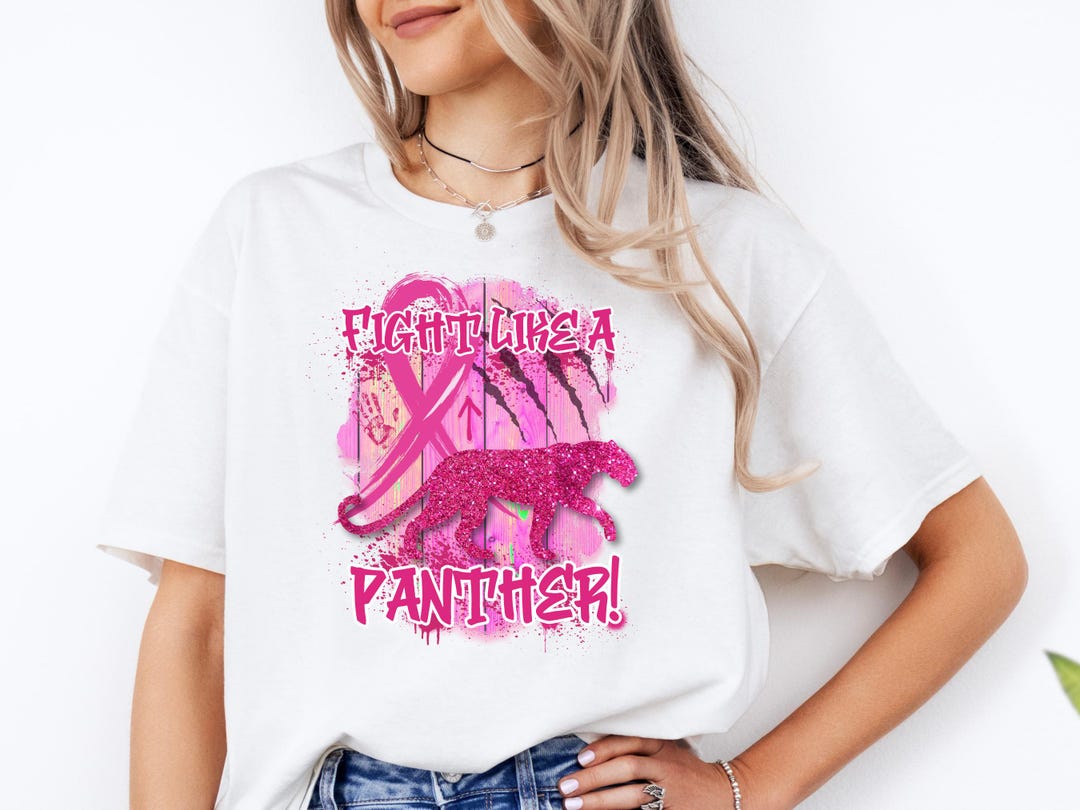 Breast Cancer_ Panther - Pink Out - Pink Ribbon - PNG DTF Sublimation ...