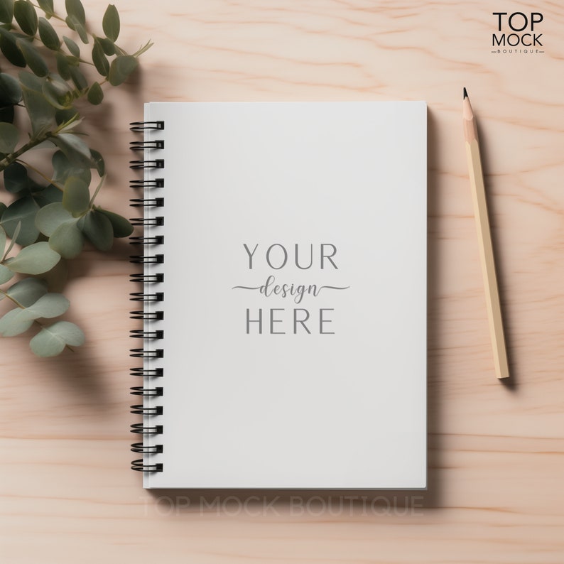 Spiral Notebook Mockup, Spiral Notebook Ruled Line Mockup, Boho ...