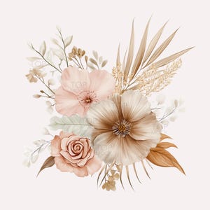 Boho Flowers Clipart, Boho Floral Clipart, Boho Watercolor Flowers PNG ...