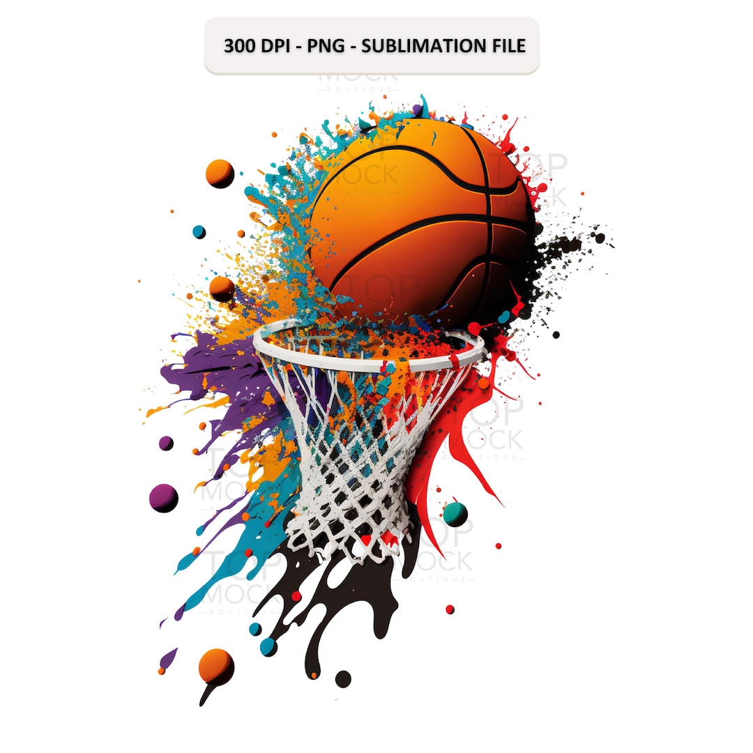 Basketball PNG Sublimation Design, Basketball Hoop Pop Art PNG ...