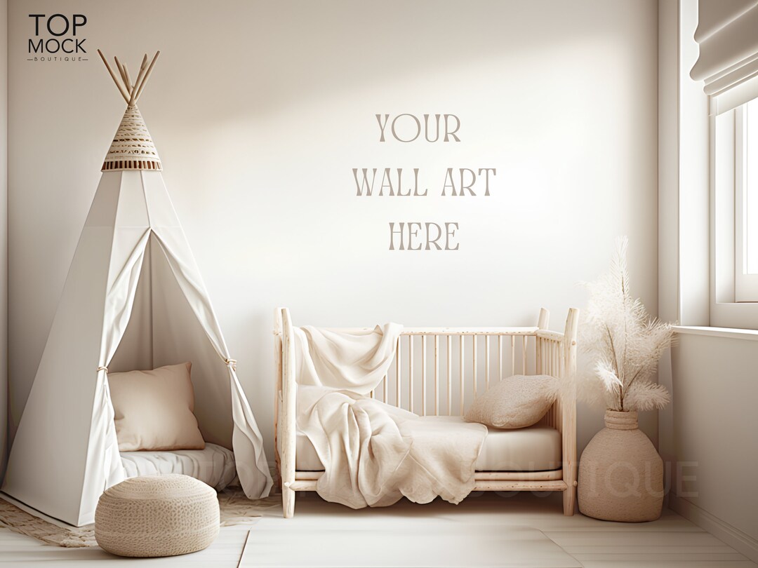 Boho Nursery Kids Room Mockup, Blank Wall Mockup, Wall Art Mockup ...
