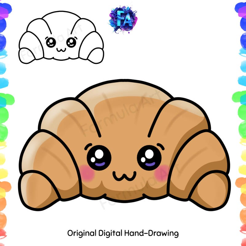 Croissant Drawing - Etsy UK