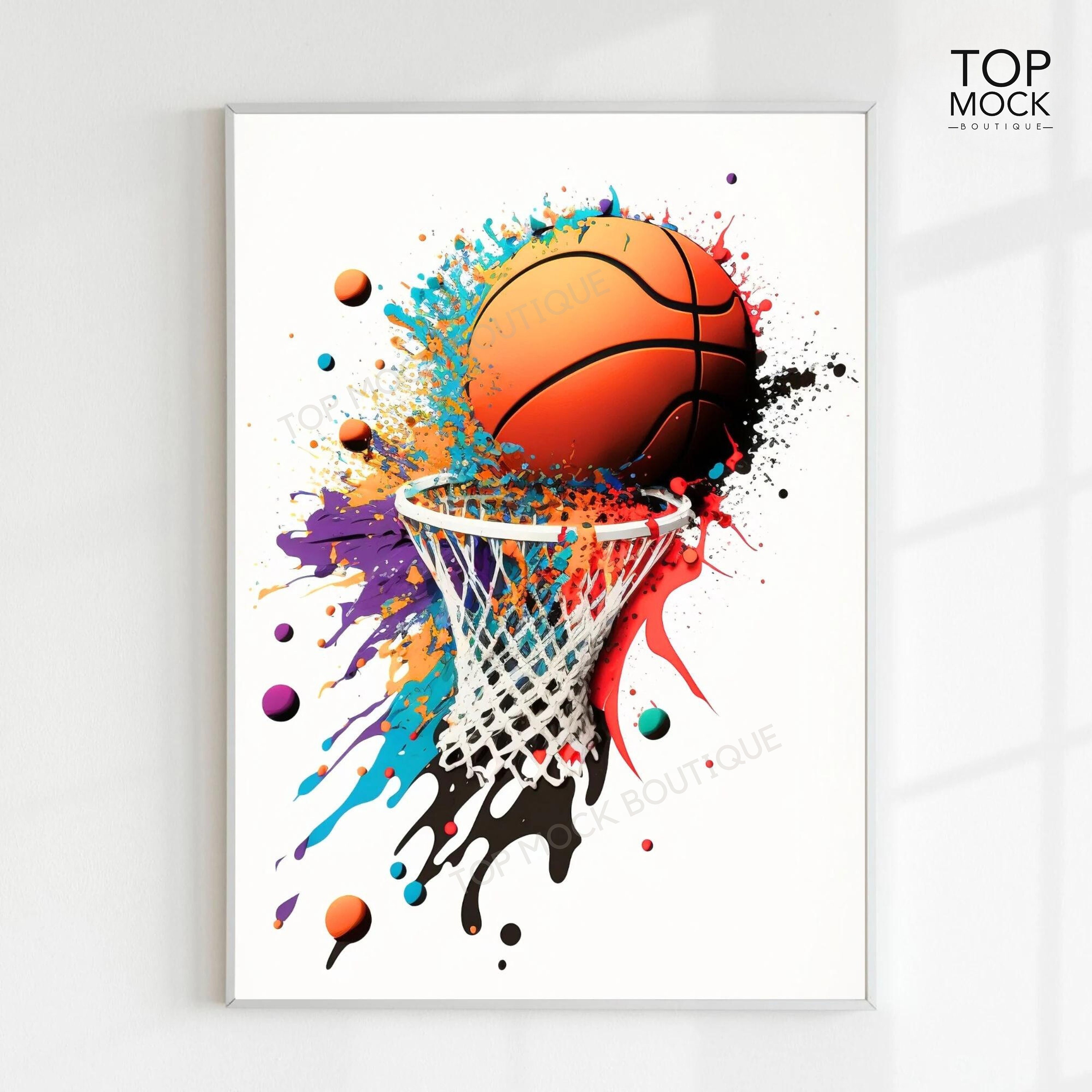 Basketball Hoop Pop Art Poster, Basketball Hoop Wall Art, Basketball ...