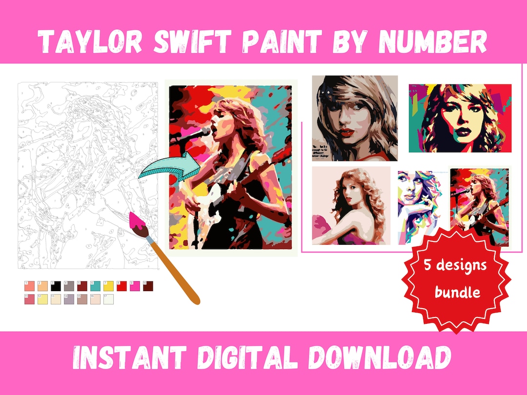 5 Taylor Swift Paint-by-numbers Posters Digital Png Bundle - Etsy