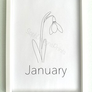 January Birth Flower A4 Print - Etsy
