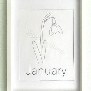 January Birth Flower A4 Print - Etsy