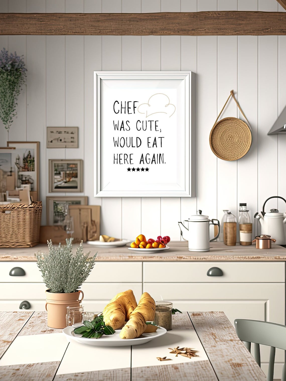 Minimalist Kitchen Wall Art Print Cute Cooking Kitchen Decor Chef Art ...