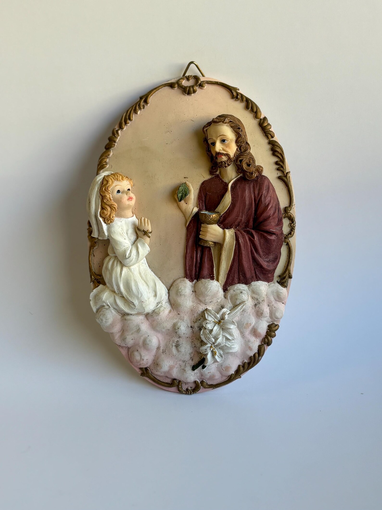 First Communion Depiction Jesus and Young Girl Resin Wall Hanging - Etsy
