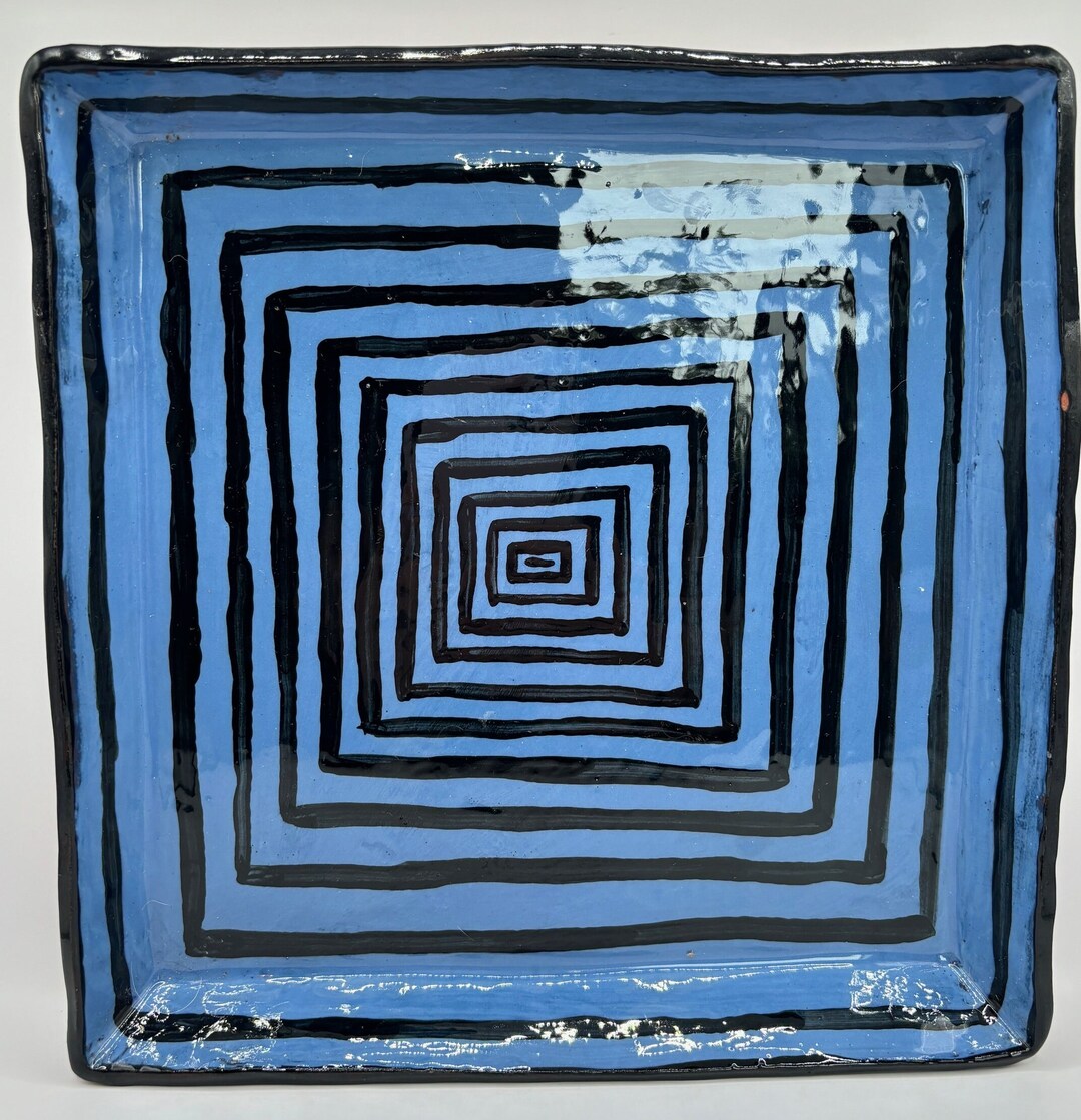 STEVE Beverly Hills Terracotta Painted Glazed Handpainted Square Plate ...