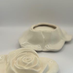 Vintage Rose Shaped Ceramic Trinket Box Lovely White Rose - Etsy