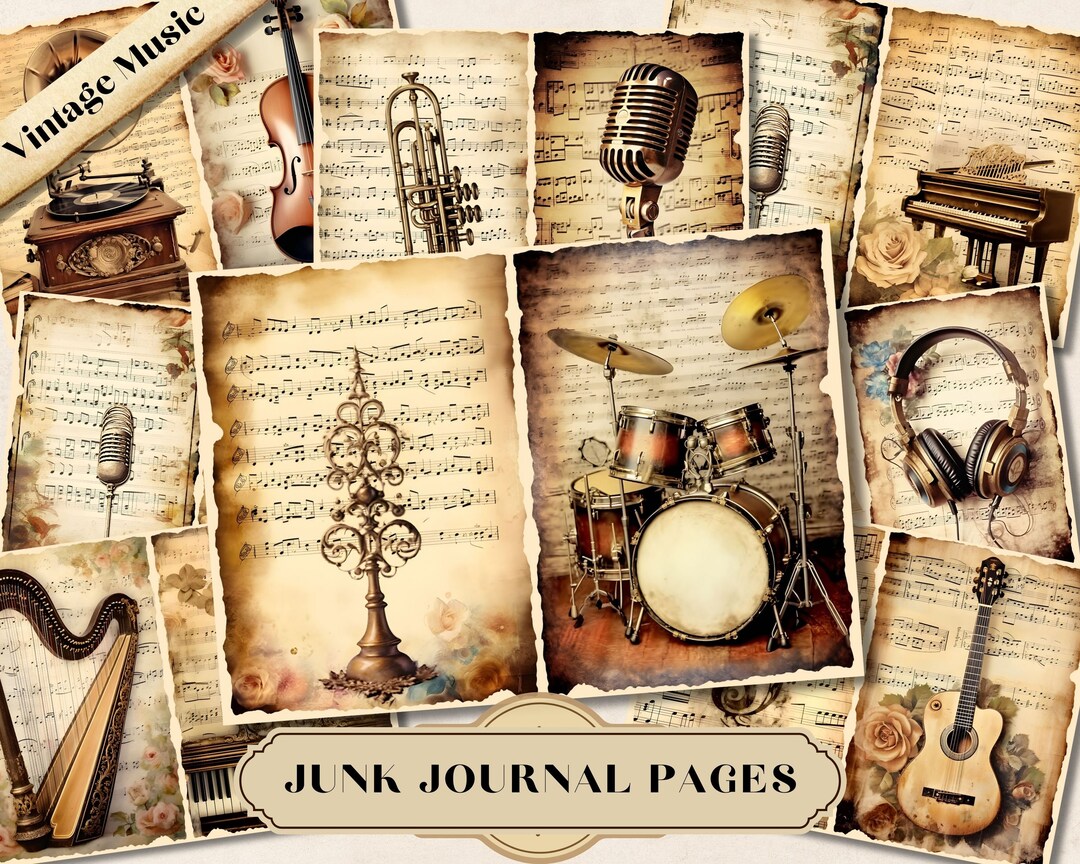 Vintage Music Junk Journal Kit, Printable Ephemera Pages, Vintage ...