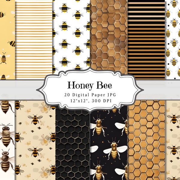 Bee Digital Paper - Etsy