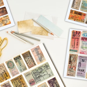 Vintage Tickets Junk Journal Paper, Retro Old Ticket Printable Ephemera ...