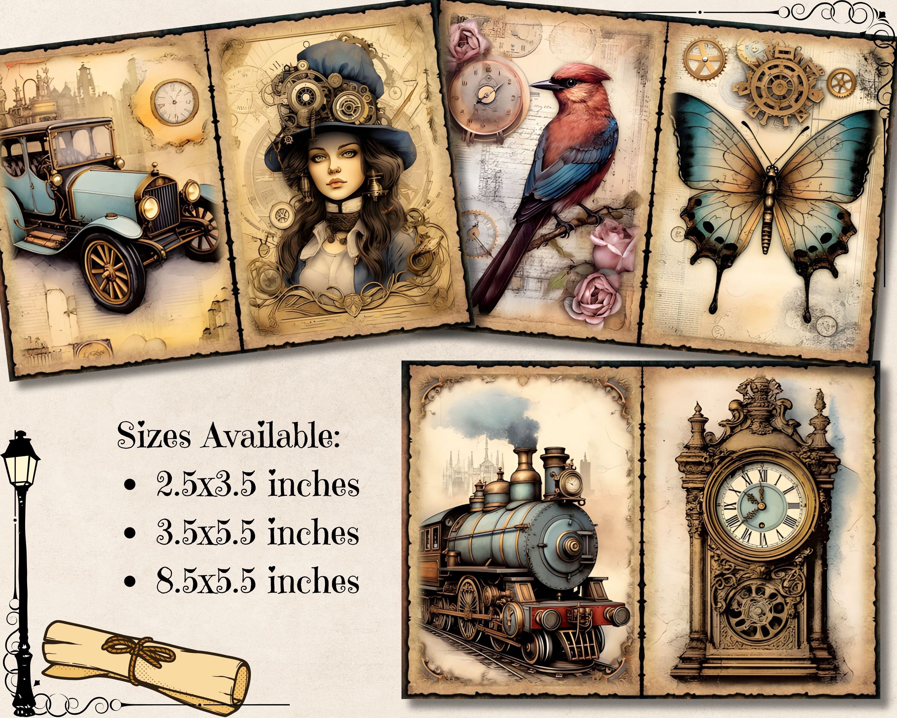 Steam Punk Junk Journal Pages, Vintage Mixed Media, Retro Printable ...