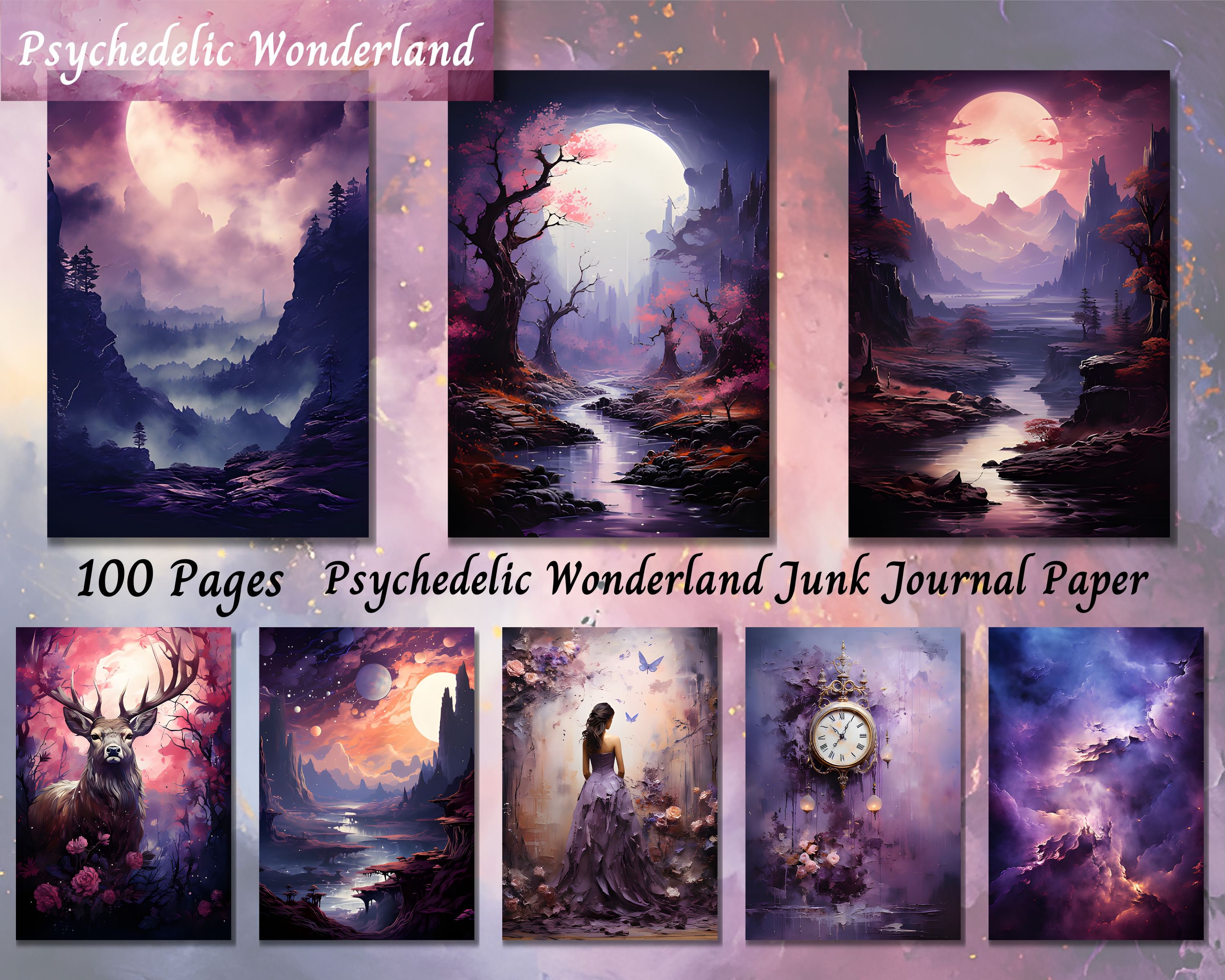 Psychedelic Junk Journal Pages, Groovy Scrapbook Paper, Neon Digital ...
