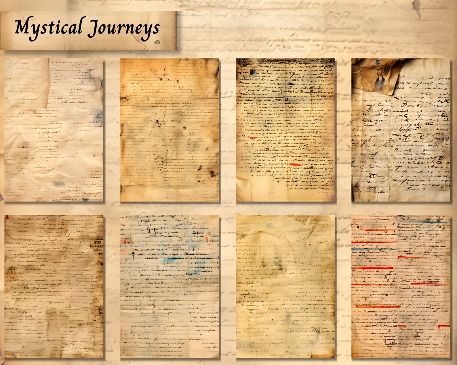 Vintage Handwritten Junk Journal Pages, Printable Writing Antique Old ...