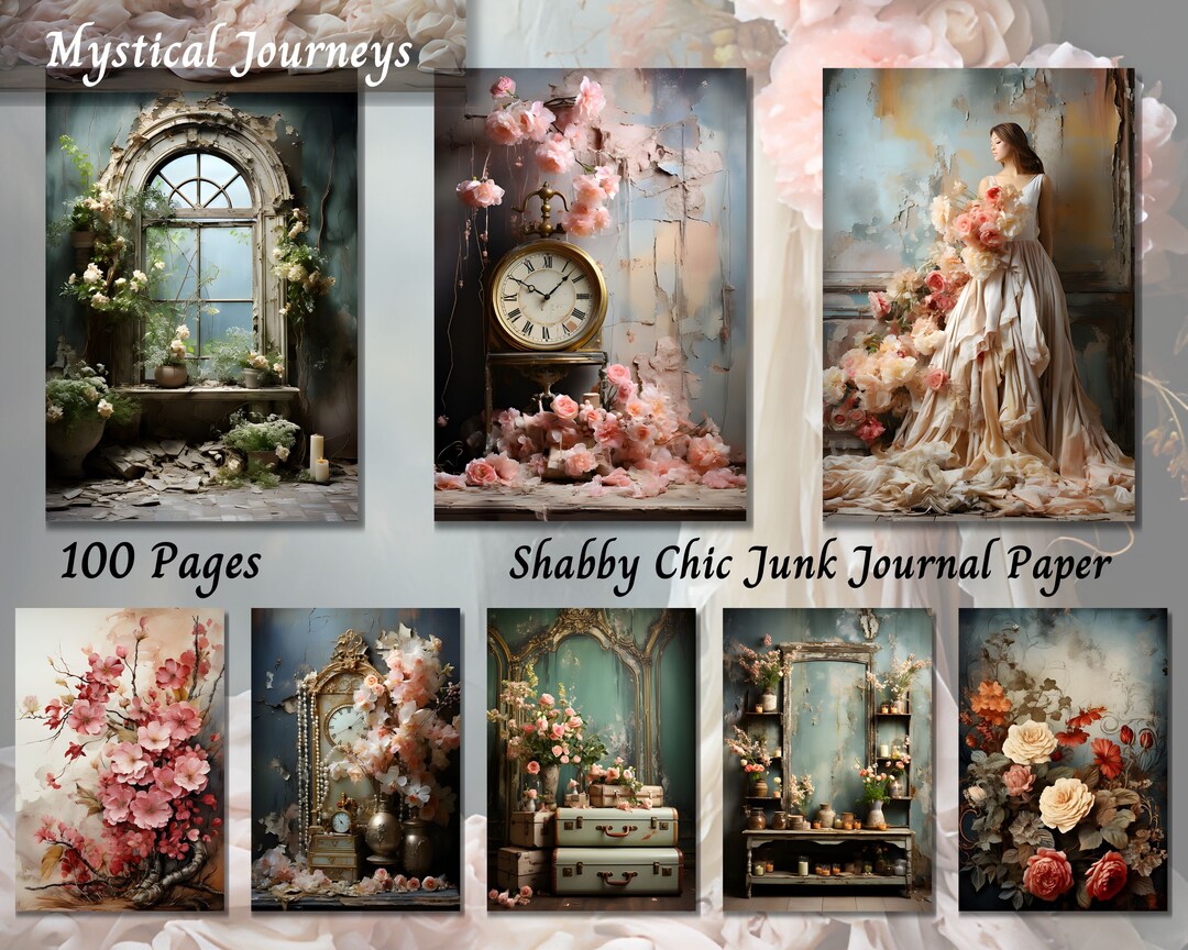 Shabby Chic Junk Journal Kit Paper, Digital Watercolor Junk Journal ...