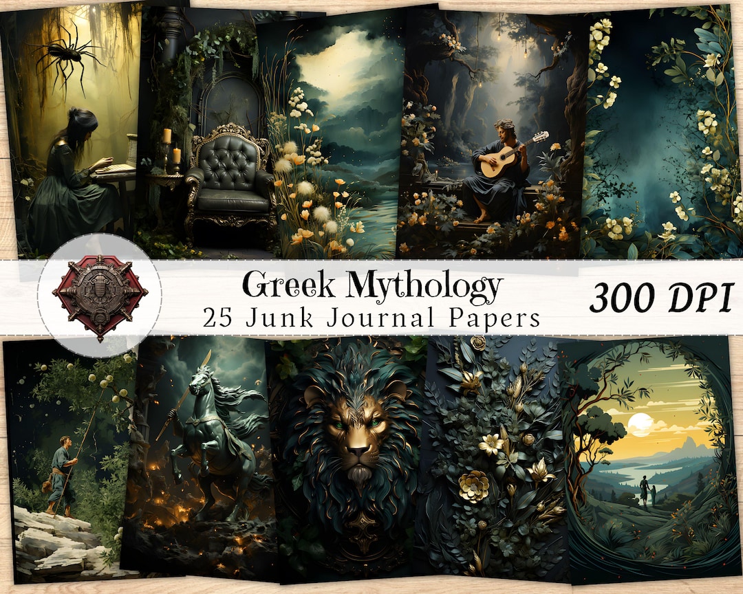 Greek Mythology Junk Journal Paper, Junk Journal Kit, Dark Printable ...