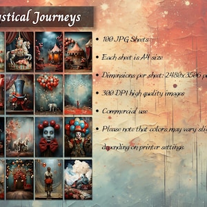 Red Carnival Circus Junk Journal Paper, Journaling Kit, Printable ...