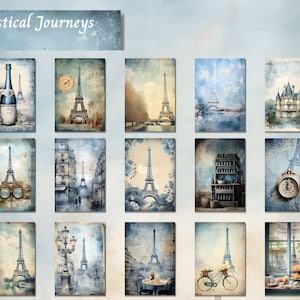 Map of Paris Junk Journal Paper, France Digital Watercolor Printable ...