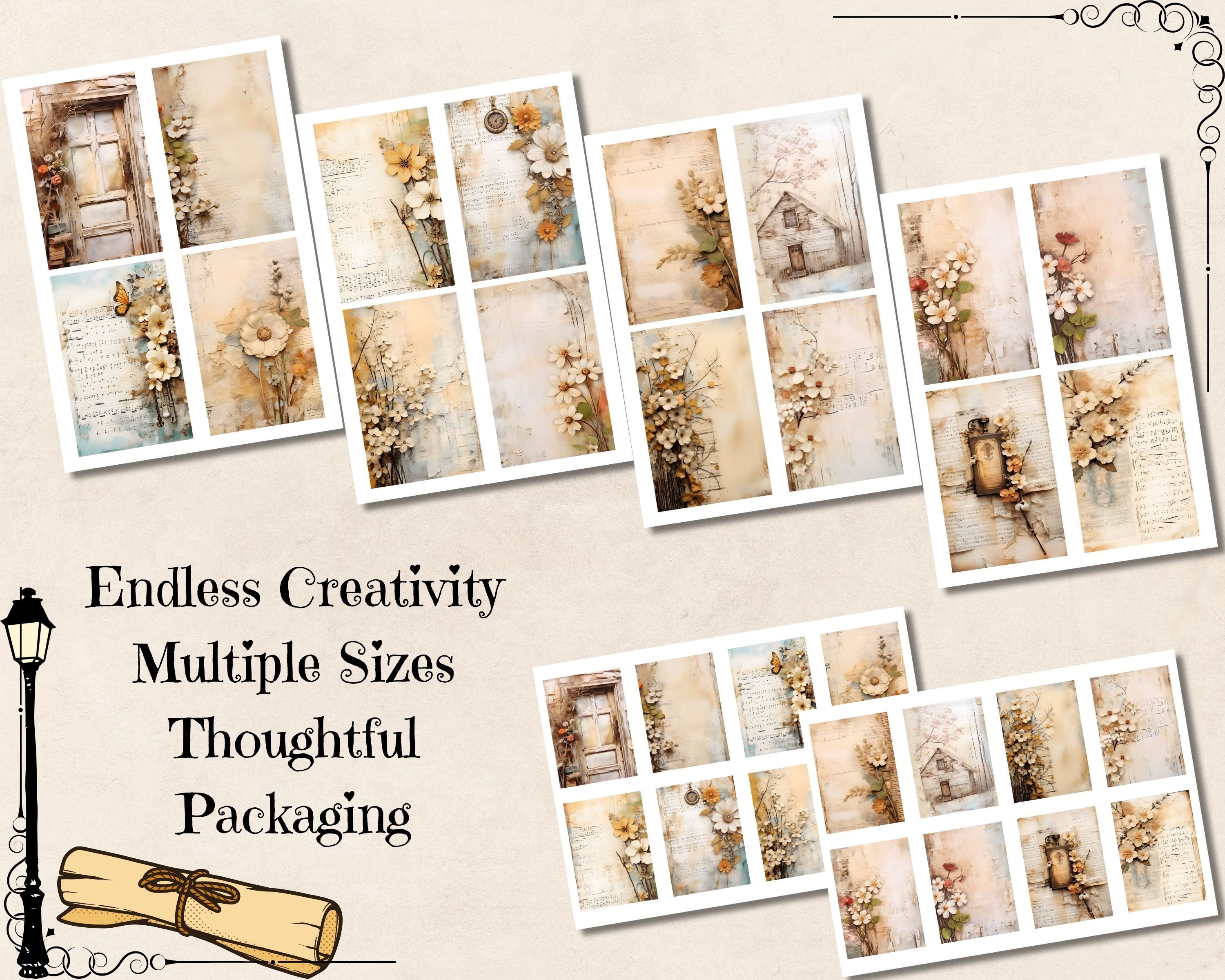 Rustic Style Junk Journal Kit, Printable Ephemera Page, Digital Mixed ...